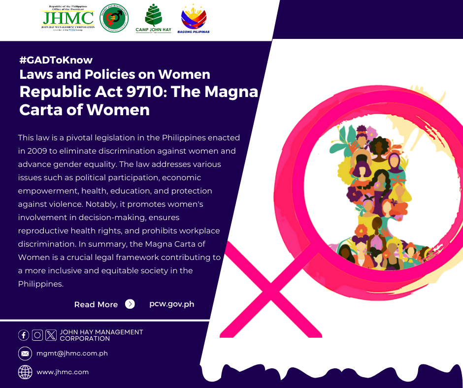 Women's Month: RA 9710 | John Hay Management Corporation