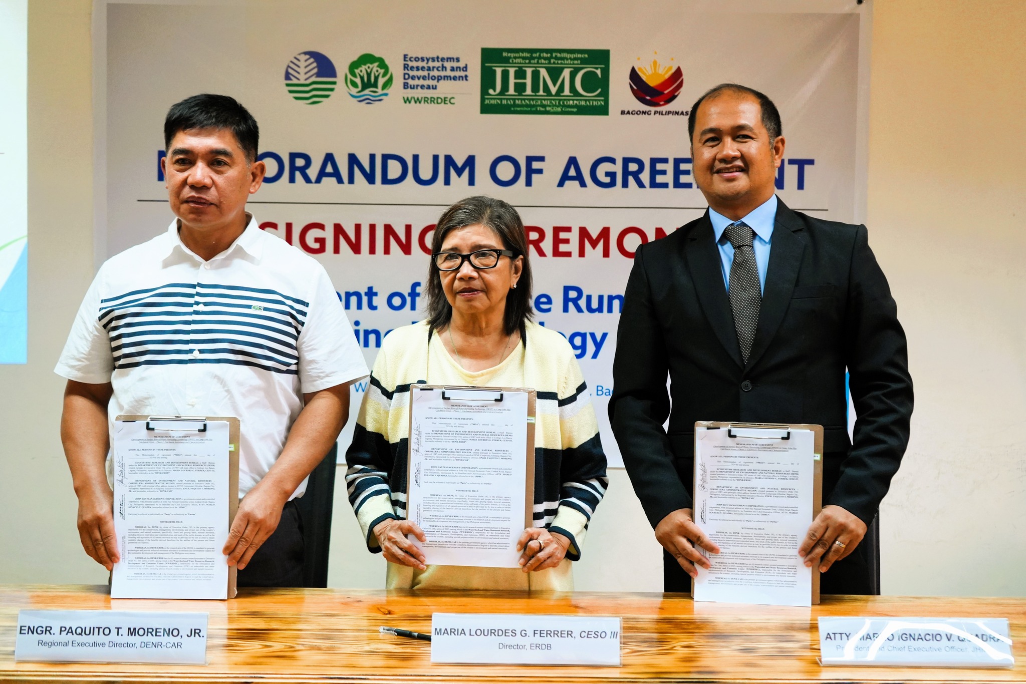 MOA Signed for SWHT-Phase 1 in Camp John Hay Catchment Areas | John Hay Management Corporation